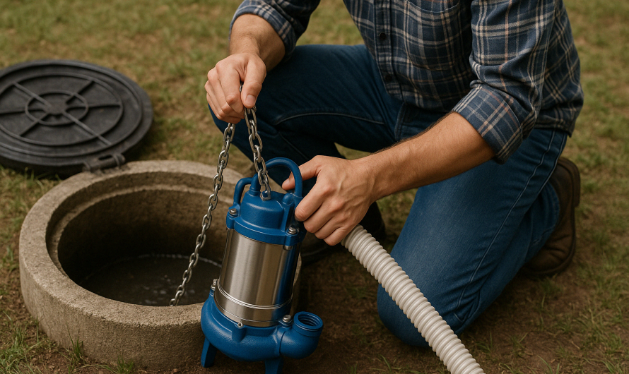 Installation pompe immergée pour puits et forage